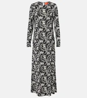 La DoubleJ Maxi Dress With Paisley Print And Hook-fastening Back - Black