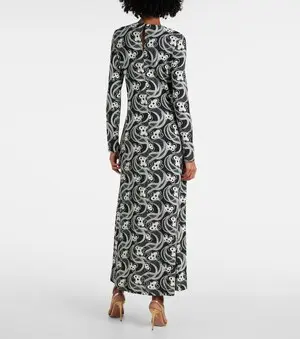 La DoubleJ Maxi Dress With Paisley Print And Hook-fastening Back - Black