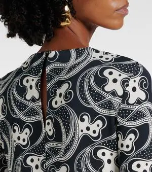La DoubleJ Maxi Dress With Paisley Print And Hook-fastening Back - Black