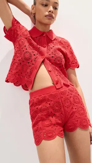 LE BOP Crochet Shorts - Flame