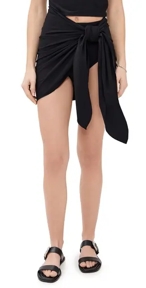 STYLEST Swim Sarong With Tie Waist - Caviar