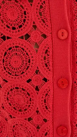 LE BOP Crochet Polo With Scalloped Edges - Flame