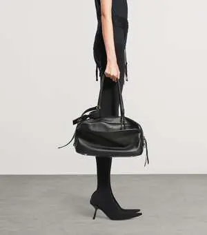 Balenciaga Medium Leather Carrie Bowling Top-handle Bag
