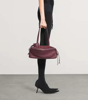 Balenciaga Small Leather Carrie Bowling Top-handle Bag - Red