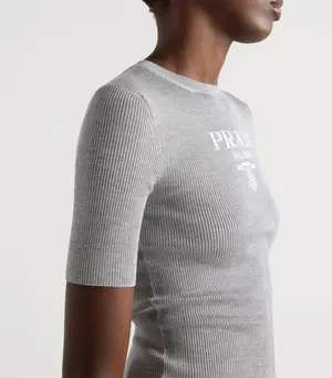 Prada Silk Logo Longline T-shirt