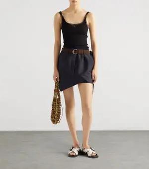 Prada Cotton Ribbed Tank Top - Black