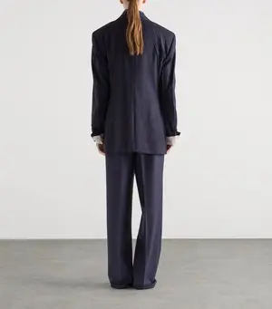 Prada Wool Pinstripe Straight Trousers - Blue