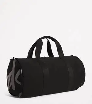 Harrods Cotton Barrel Bag With Logo - Black