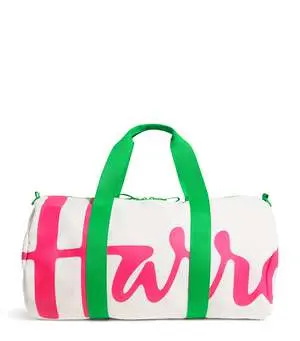 Harrods Cotton Barrel Bag With Logo - Ivory