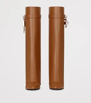 Givenchy Leather Shark Lock Knee-high Boots 90 - Brown