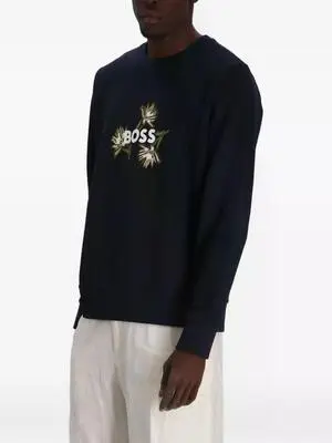BOSS Floral-embroidered Sweatshirt - Blue