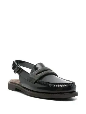 Brunello Cucinelli Leather Slingback Loafers