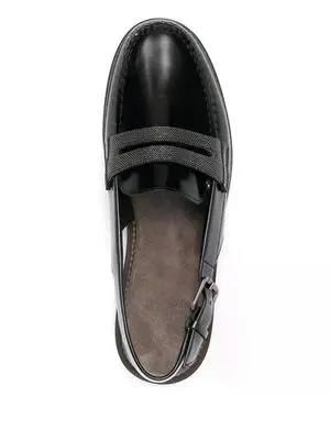 Brunello Cucinelli Leather Slingback Loafers