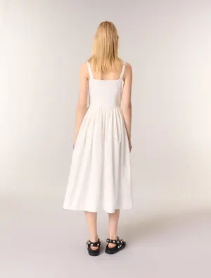 Maje Embroidered Cotton Poplin Midi Dress