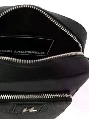 Karl Lagerfeld Monogram Leather Messenger Bag