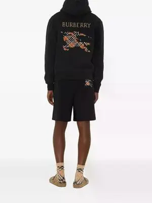 Burberry Equestrian Knight-stitch Hoodie - Black