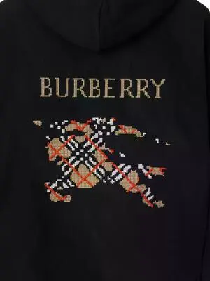 Burberry Equestrian Knight-stitch Hoodie - Black