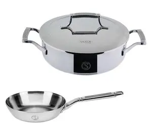 SAVEUR SELECTS 3pc Stainless Steel Skillet And Auteuse Set - Silver