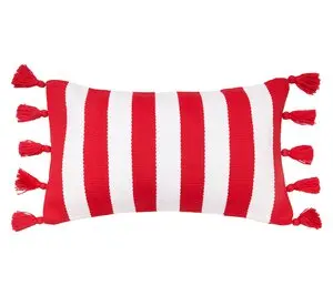 VALERIE PARR HILL Cabana Red Stripes Tassels Pillow Valerie - One-color