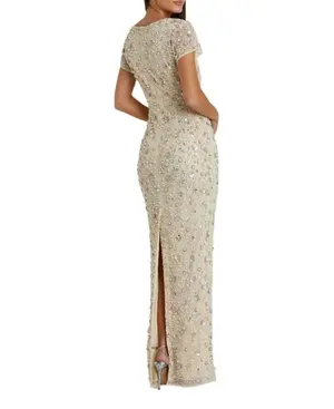 Mac Duggal Floral Embellished Fitted Blouson Gown