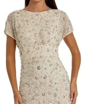 Mac Duggal Floral Embellished Fitted Blouson Gown