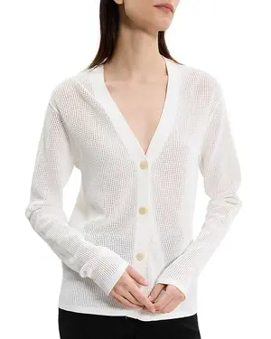 Theory V-neck Cardigan Sweater - White