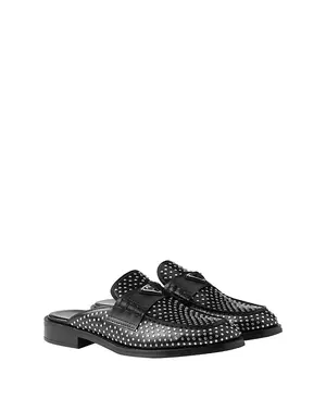 Prada Studded Brushed Leather Mules