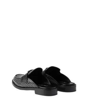 Prada Studded Brushed Leather Mules