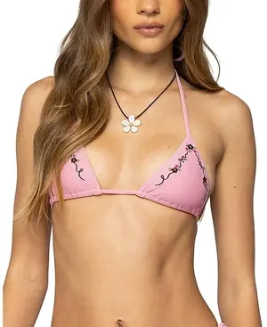 EDIKTED Coralle Triangle Bikini Top - Pink