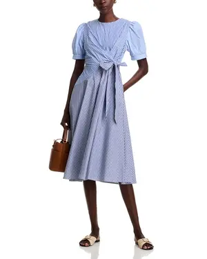 Gracia Striped Side Tie Short Sleeve Dress