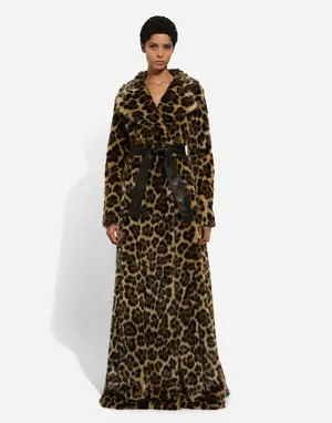 Dolce & Gabbana Long Leopard- Faux Fur Coat