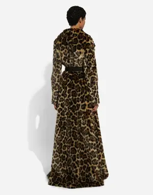 Dolce & Gabbana Long Leopard- Faux Fur Coat