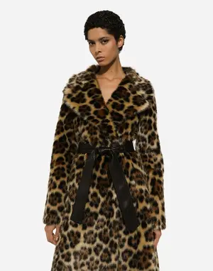 Dolce & Gabbana Long Leopard- Faux Fur Coat