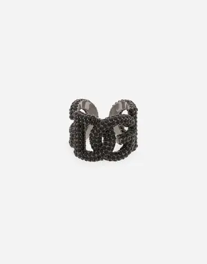 Dolce & Gabbana Rhinestone-embellished Logo Ring - Black