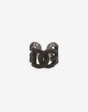 Dolce & Gabbana Rhinestone-embellished Logo Ring - Black