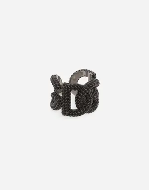 Dolce & Gabbana Rhinestone-embellished Logo Ring - Black