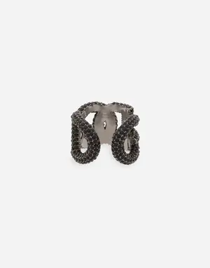 Dolce & Gabbana Rhinestone-embellished Logo Ring - Black