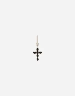 Dolce & Gabbana Single Cross Earring With Rhinestones - Black