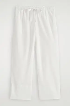 Cos Cotton Drawstring Trousers - White