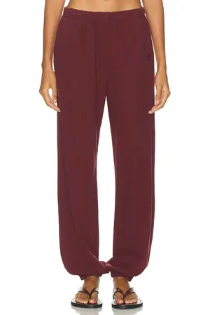 Eterne Boyfriend Lightweight French Terry Pocket Sweatpant - Oxblood