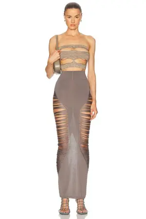 Rick Owens Tanja Bandeau Top In Metallic - Gold