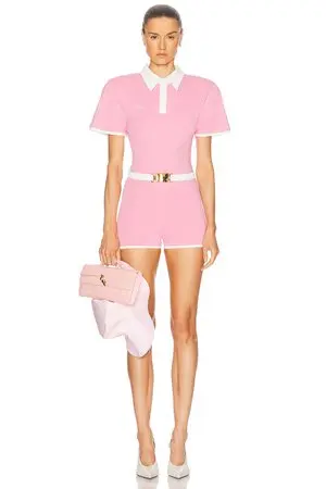 ROWEN ROSE Short Sleeve Romper - Pink