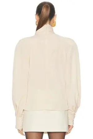 ROWEN ROSE Tie Neck Blouse - Beige