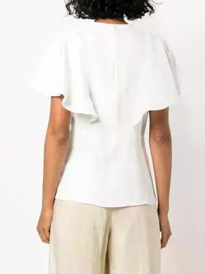 Chloé Linen Flutter Sleeve Top