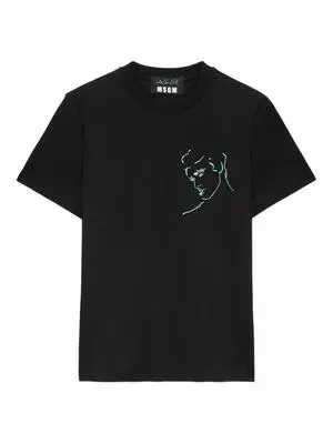 MSGM Embroidered-motif T-shirt