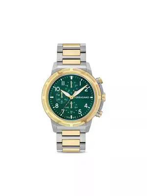 FERRAGAMO Stainless Steel 44mm Chronograph Watch - Green