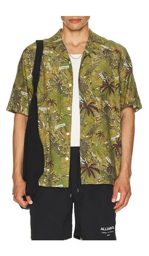 ALLSAINTS Liner Button Down Shirt In Army
