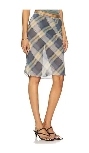 Lioness Midi Skirt - Blue Check