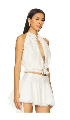 LOVERS AND FRIENDS Annecy Halter Top With Lace Trim