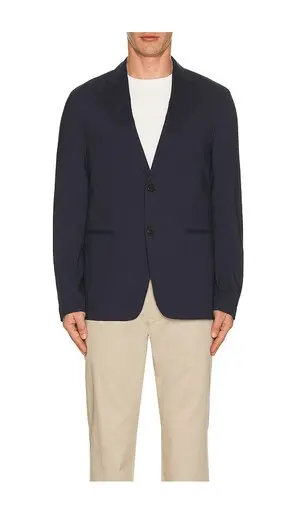 Theory Stretch Linen Clinton Blazer In Black - Eclipse